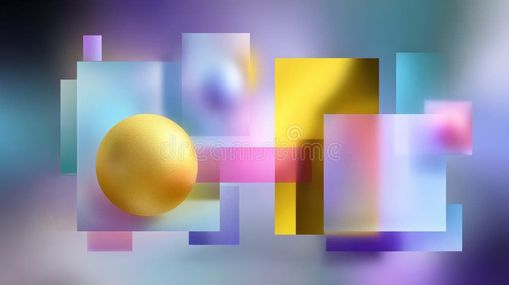 Abstract Composition Featuring a Golden Sphere Amidst Colorful ...
