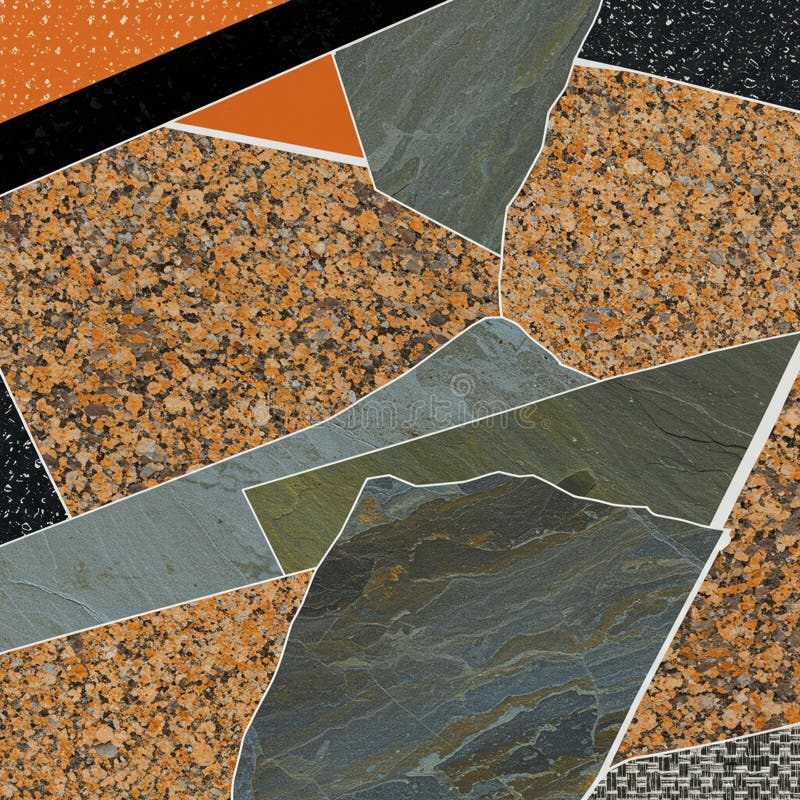 Abstract Composition Featuring Irregular, Overlapping Stone and Tile ...