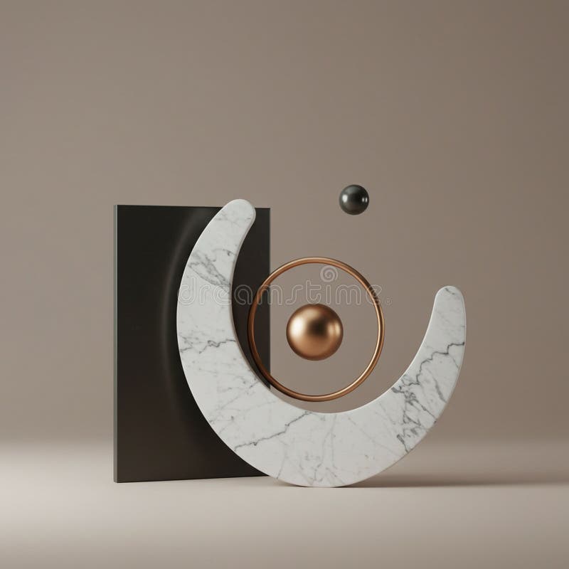 Abstract Composition Featuring a Large, Crescent-shaped Marble Arch ...