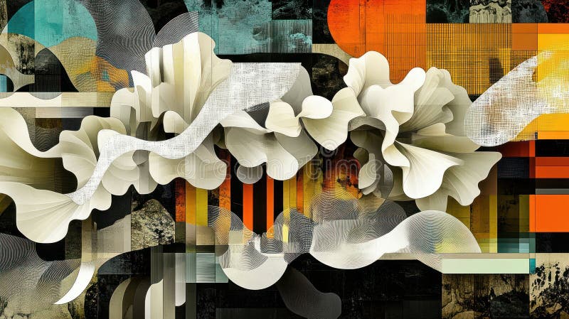 Abstract Composition Featuring Layered Shapes and Textures in Vibrant ...
