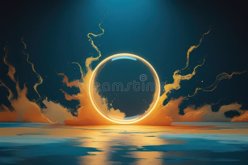 Abstract Composition Featuring a Luminous Circle with Glowing Effects ...