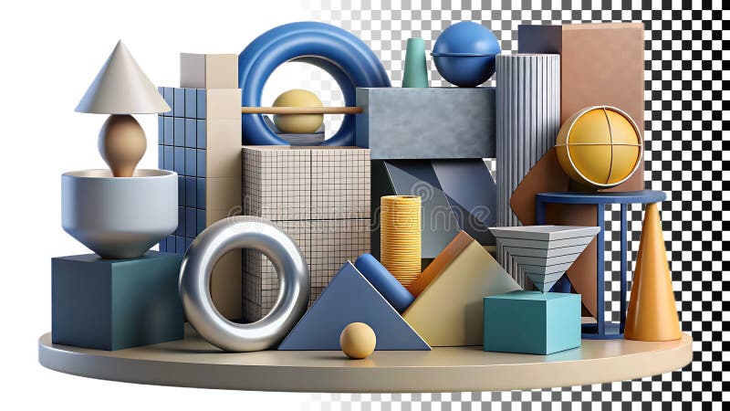 Abstract Modern Geometric Structures on Platform Base Png Transparent ...