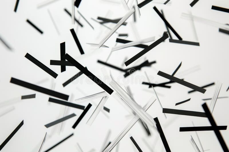 Abstract Composition of Thin Black and White Bars Scattered in Disarray ...