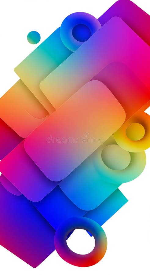 Abstract Composition Featuring Overlapping Geometric Shapes, Including ...