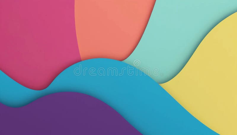Abstract Composition Featuring Overlapping Wave-like Shapes in Vibrant ...
