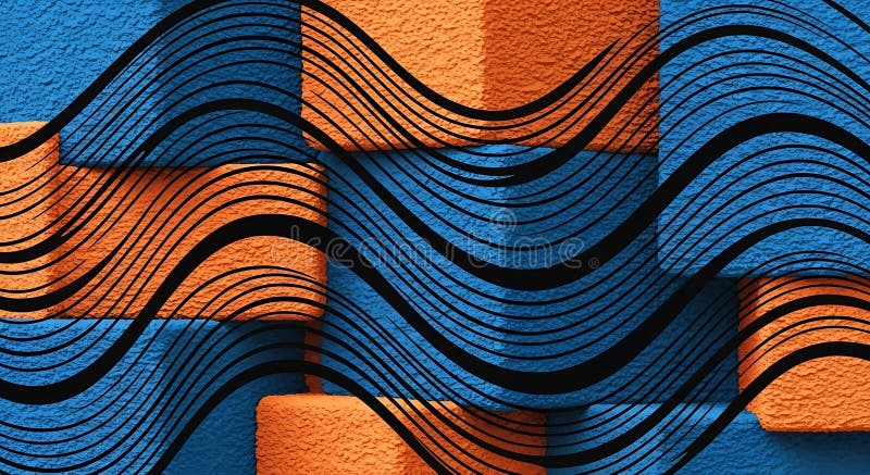 Abstract Composition Featuring a Pattern of Textured, Interlocking Blue ...