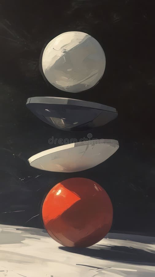 Abstract Composition Featuring Stacked Geometric Shapes in Contrasting ...