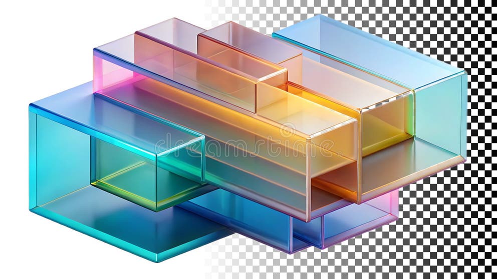 Stacked Abstract Colorful Transparent Rectangular Block Shapes Png ...