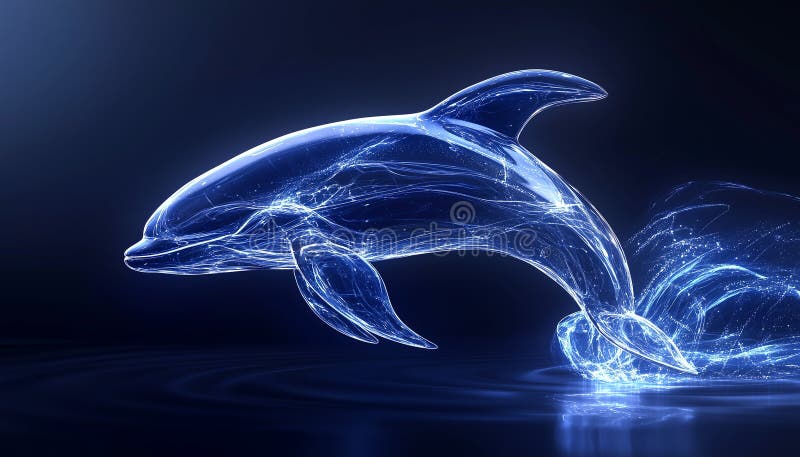Tech-Savvy Whale in Abstract Digital Style with Dynamic Lines and Deep ...