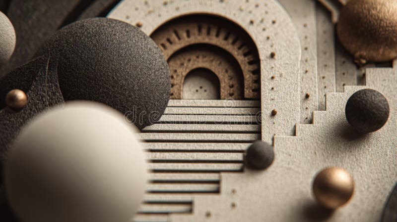 Abstract Composition Featuring Textured Forms and Steps Leading To a ...