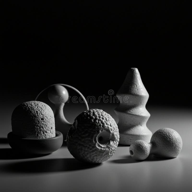 Abstract Composition Featuring Various Textured Geometric Shapes ...