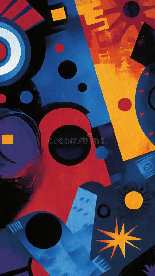 Abstract Composition Featuring Vibrant Colors and Geometric Shapes ...