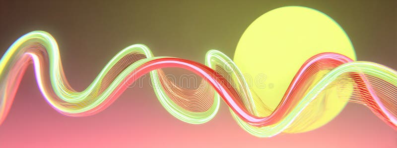 Abstract Composition Featuring Wavy Forms a Luminous Orb and Gradient ...