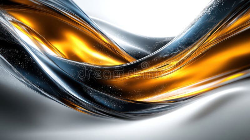 An Abstract Composition of Flowing Metallic and Liquid Textures in Warm ...