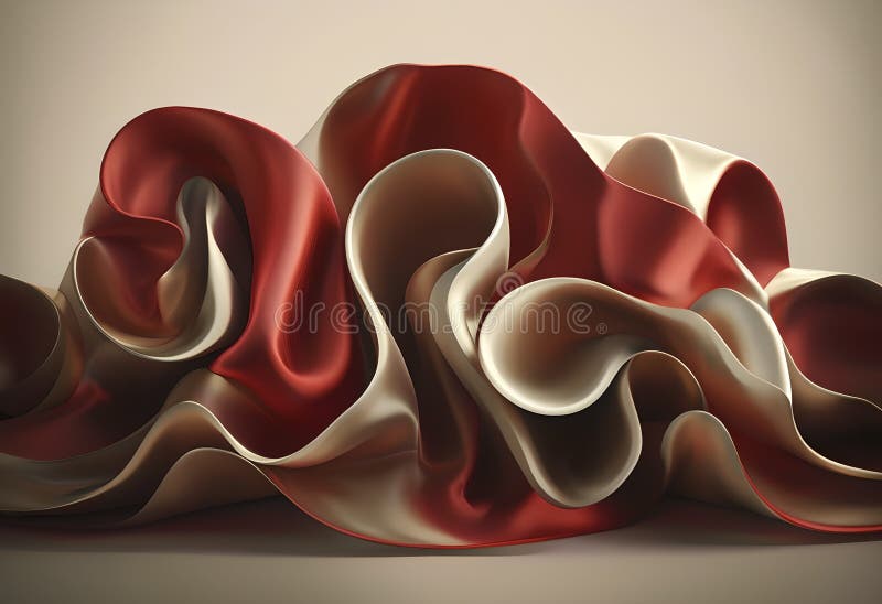 Abstract Composition of Flowing Red and Cream Shapes. Smooth, Glossy ...