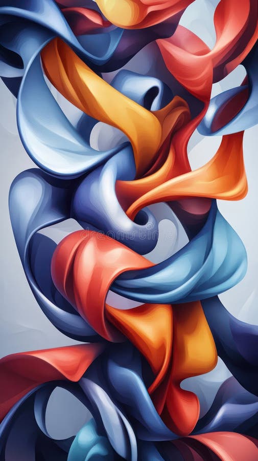Abstract Composition of Flowing Ribbons in Vibrant Colors Creating a ...
