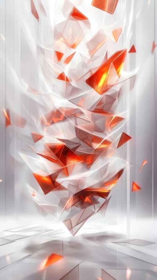 Abstract Composition of Fragmented Shapes with Glowing Elements ...