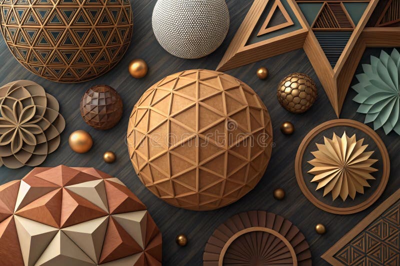 Abstract Composition of Geometric 3D Shapes of Different Textures Stock ...