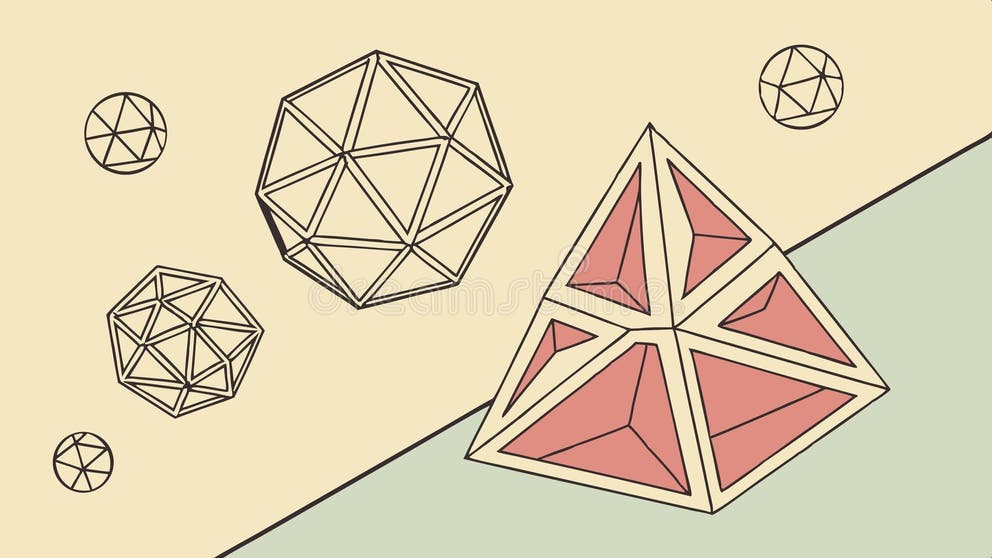 Abstract Composition of Geometric Polyhedra Shapes Illustration Vector ...
