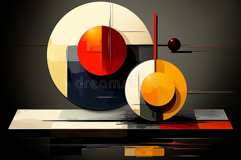 Abstract Composition with Geometric Shapes in Black and Yellow for ...