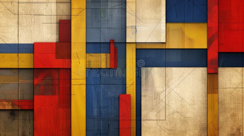Abstract Composition with Geometric Shapes and Contrasting Colors ...