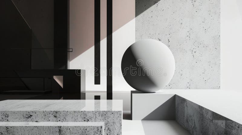 Abstract Composition with Geometric Shapes and Contrasting Tones Stock ...