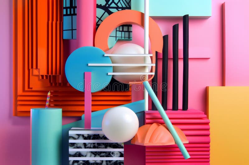 An Abstract Composition with Geometric Shapes in Various Colors ...