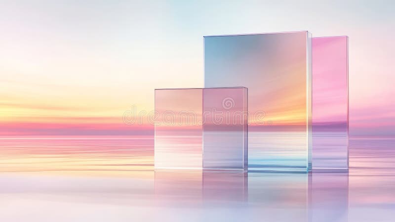 Abstract Composition of Glass Blocks Against a Serene Pastel Backdrop ...