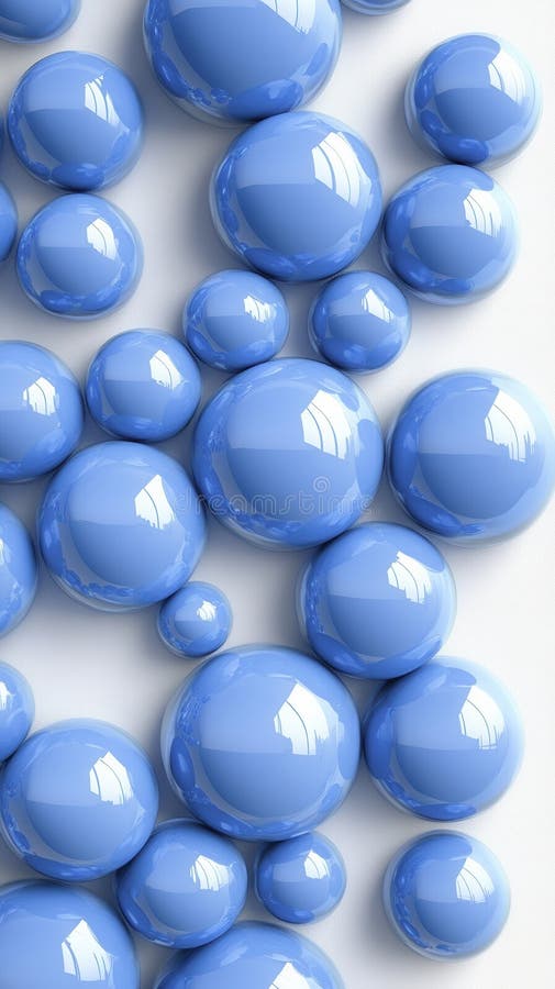 Abstract Composition of Glossy Light Blue Spheres Stock Illustration ...