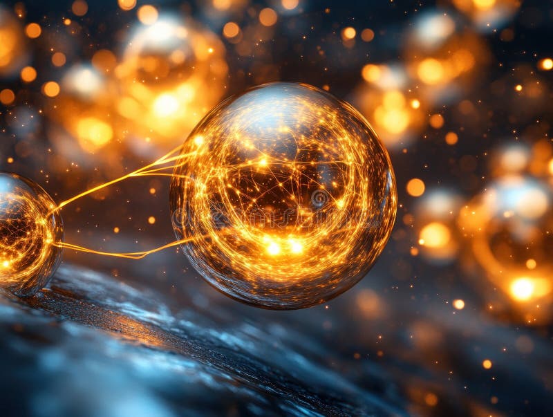 An Abstract Composition of Glowing Orbs Forming a Connected Web ...