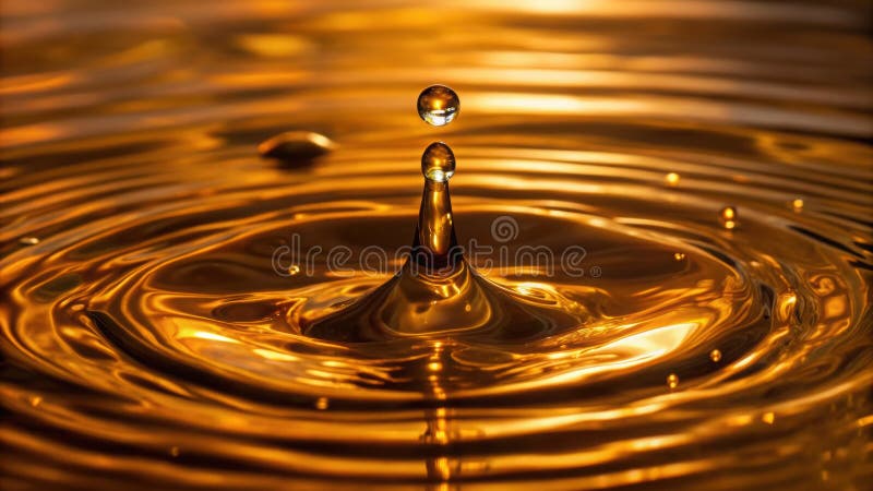 An Abstract Composition of Golden Liquid Flowing Like a Drop of Water ...