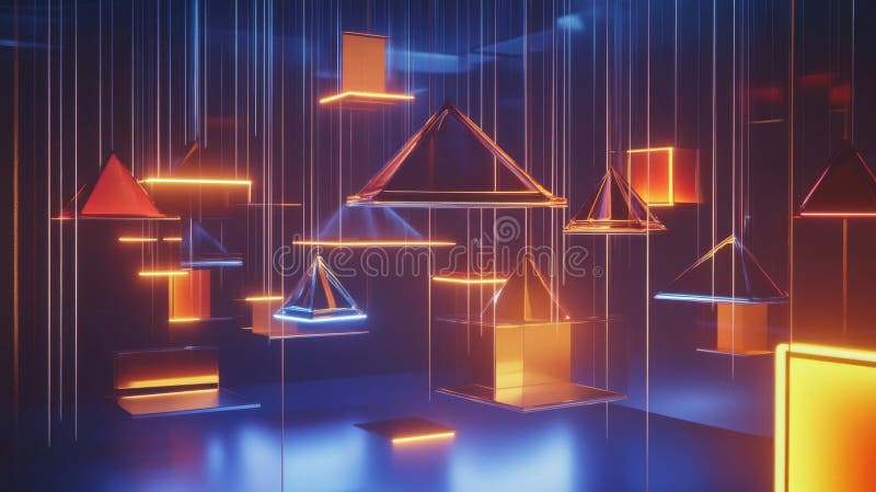 Hanging Geometric Shapes Horizontal Border Stock Vector - Illustration ...