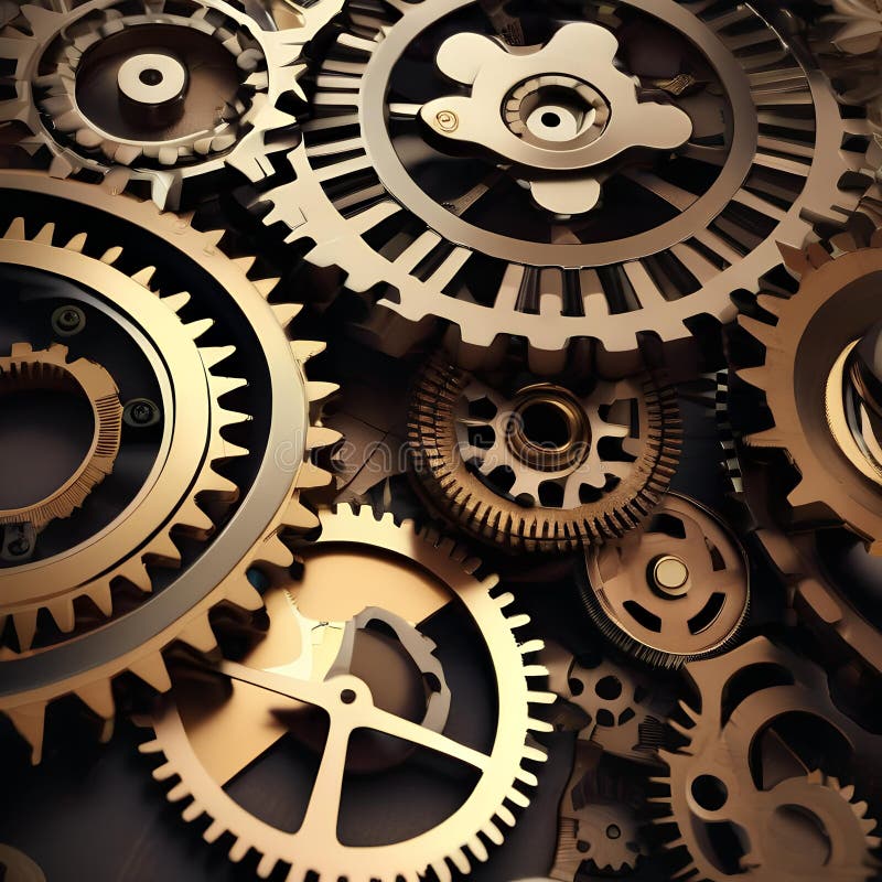 A Steampunk-inspired Digital Texture with Gears, Cogs, and Industrial ...