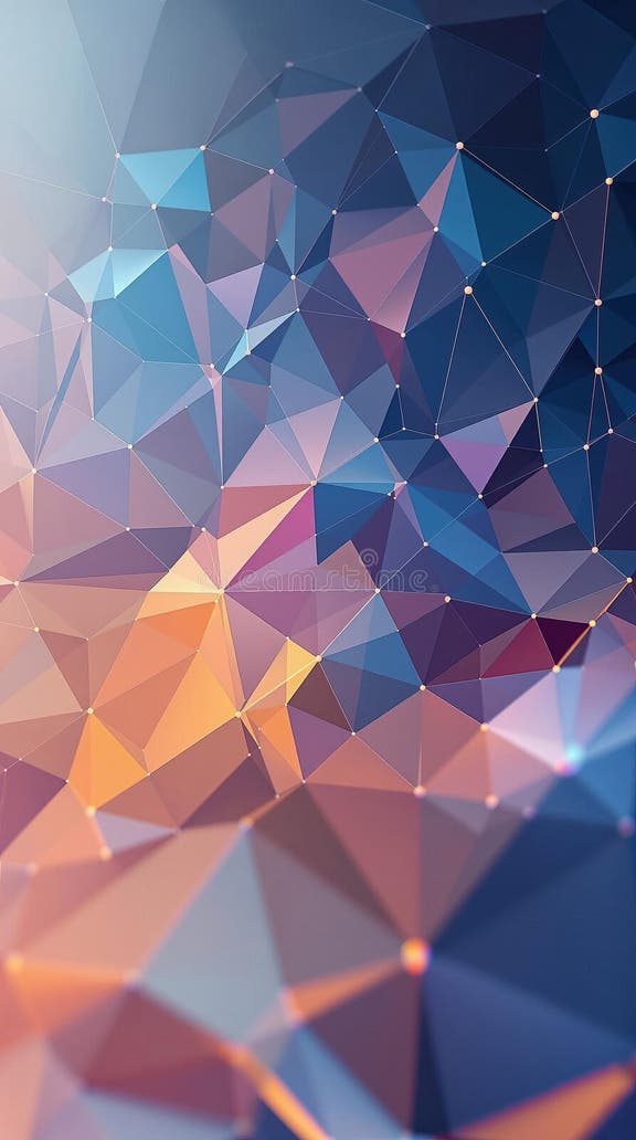 Abstract Composition of Interconnected Low-Poly Triangles with Gradient ...