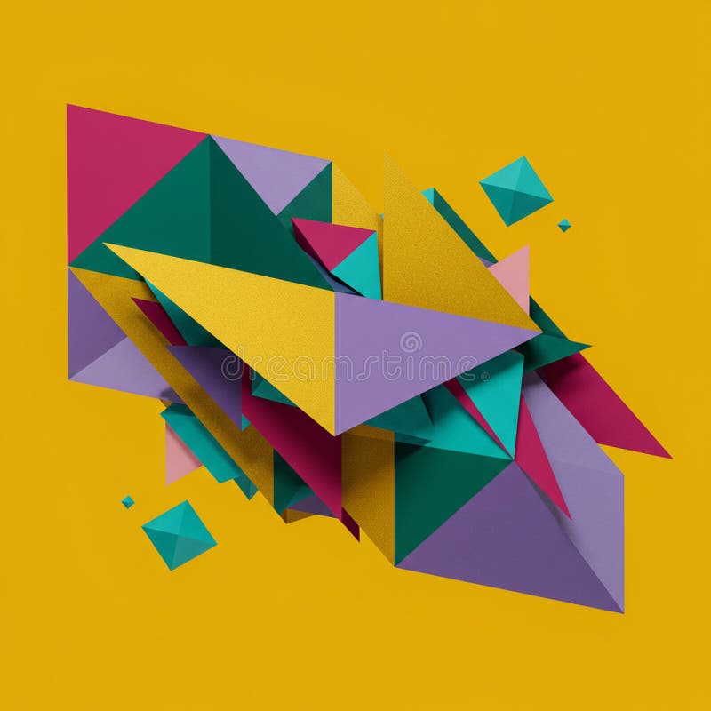 An Abstract Composition of Interlocking 3D Geometric Shapes, Including ...