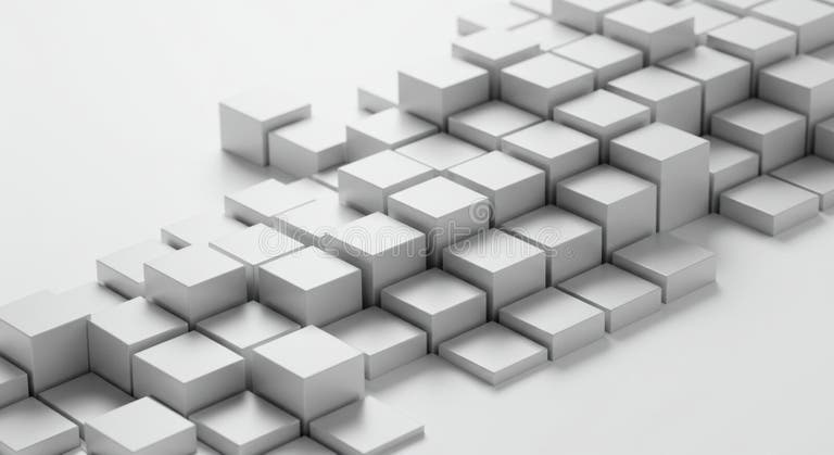 Abstract Composition of Interlocking, White 3D Cubes Arranged in ...