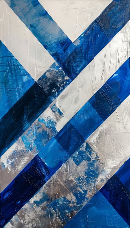 Abstract Composition of Intersecting Blue and White Diagonal Layers ...