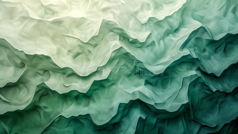 Abstract Composition of Layered Green Fabric Creating a Wavy Texture ...
