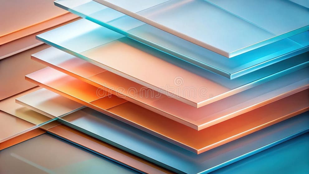 Abstract Composition of Layered Translucent Panels with Warm and Cool ...