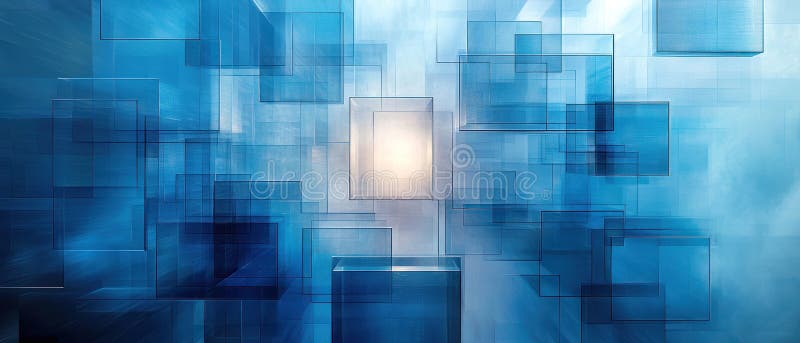 Abstract Composition with Layered Translucent Squares Gradient Blue ...