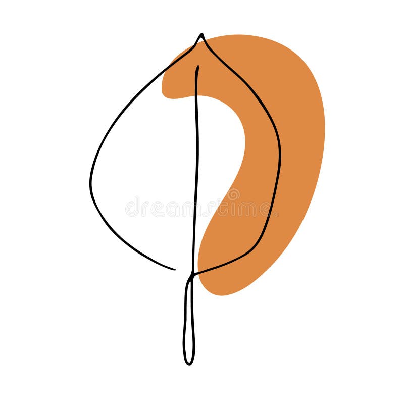 Abstract Composition with Leaf. One Continuous Line, Single Line ...