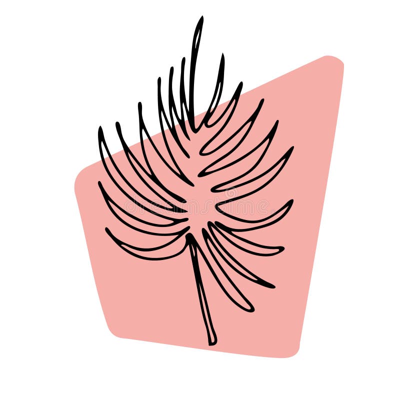 Abstract Composition with Leaf. One Continuous Line, Single Line ...