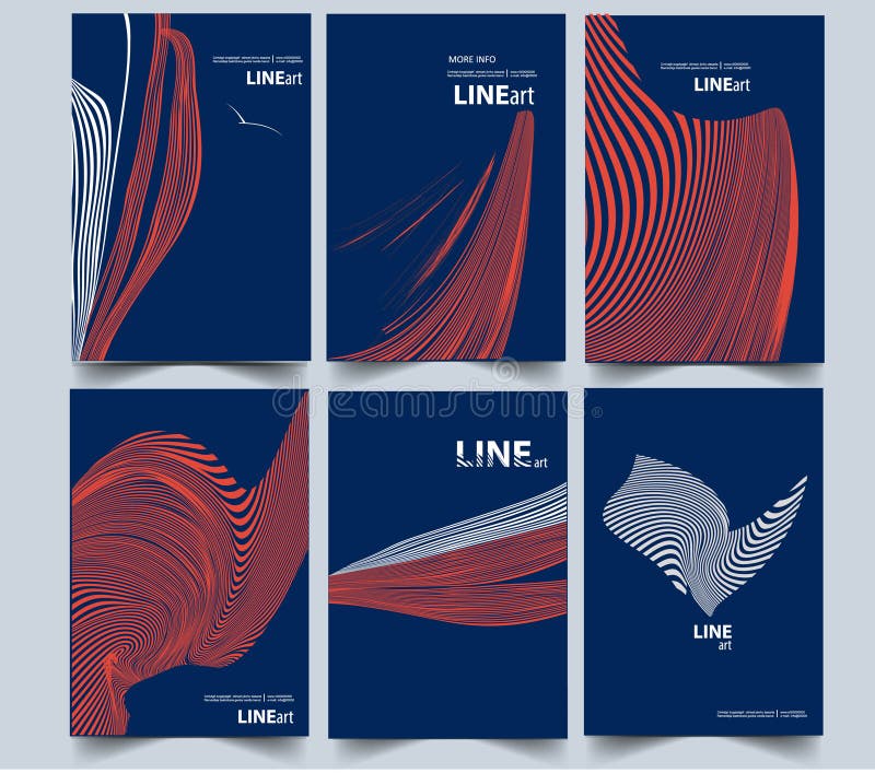 Abstract Composition. Line Art. A4 Cover Design Set Stock Vector ...