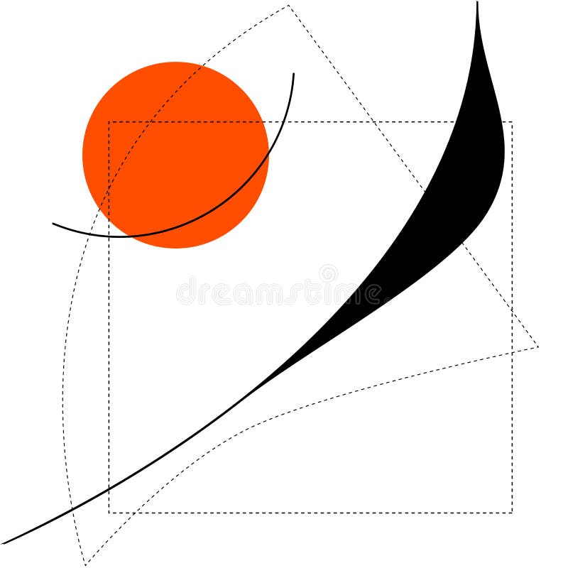 Abstract Composition with the Lines, Dotted Line and Orange Shape ...