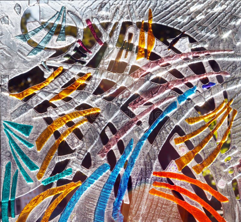 Abstract Composition Made of Colored Glass by Fusing Technology Stock ...