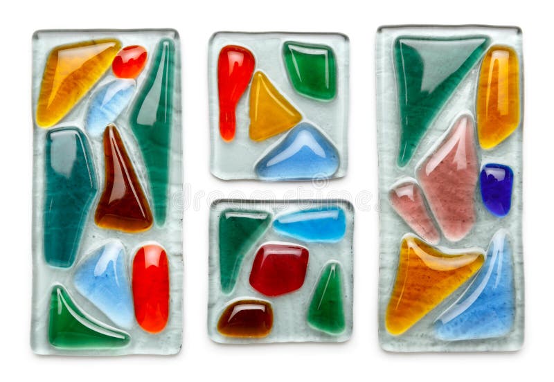 Abstract Composition Made of Colored Glass by Fusing Technology Stock ...