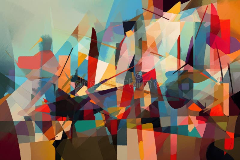 Abstract Composition, Made of Deconstructed and Fragmented Shapes in ...