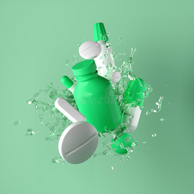 Abstract Illustration of Cube with Pills and Drugs. - 3d Rendering ...