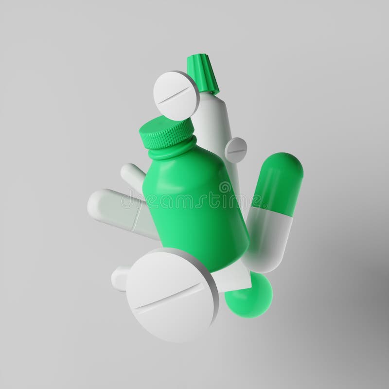 Abstract Illustration of Cube with Pills and Drugs. - 3d Rendering ...