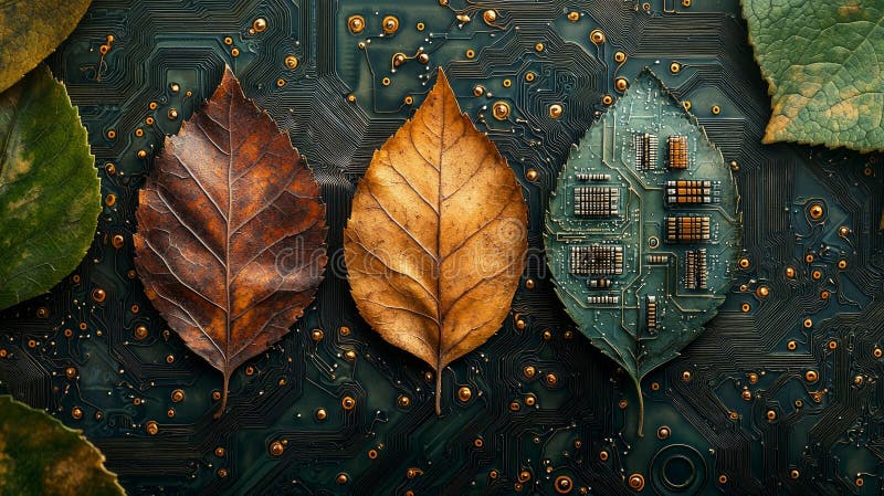 Abstract Composition Merges Natural Elements Like Leaves and Trees ...